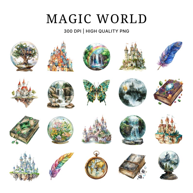 Magic World Clipart, Fantasy Land PNG, Enchanted Illustration ...