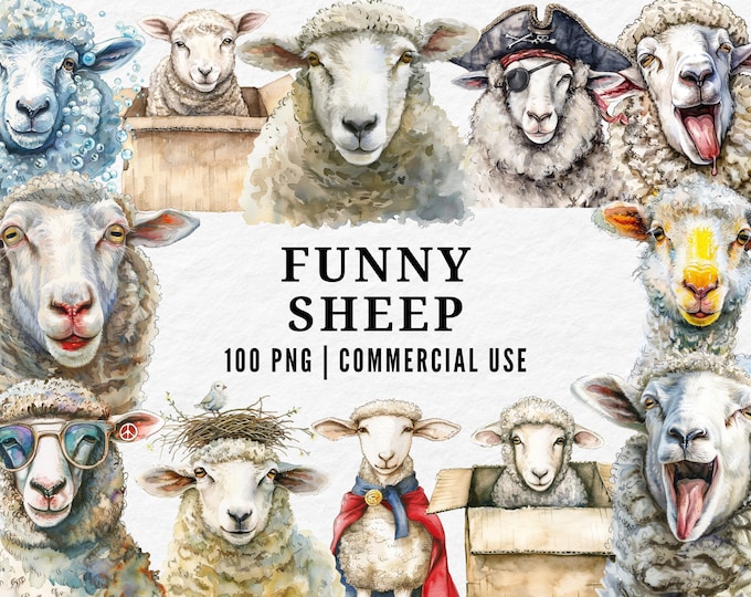 15 Funny Sheep PNG Clipart, Transparent Background, Whimsical Farm ...