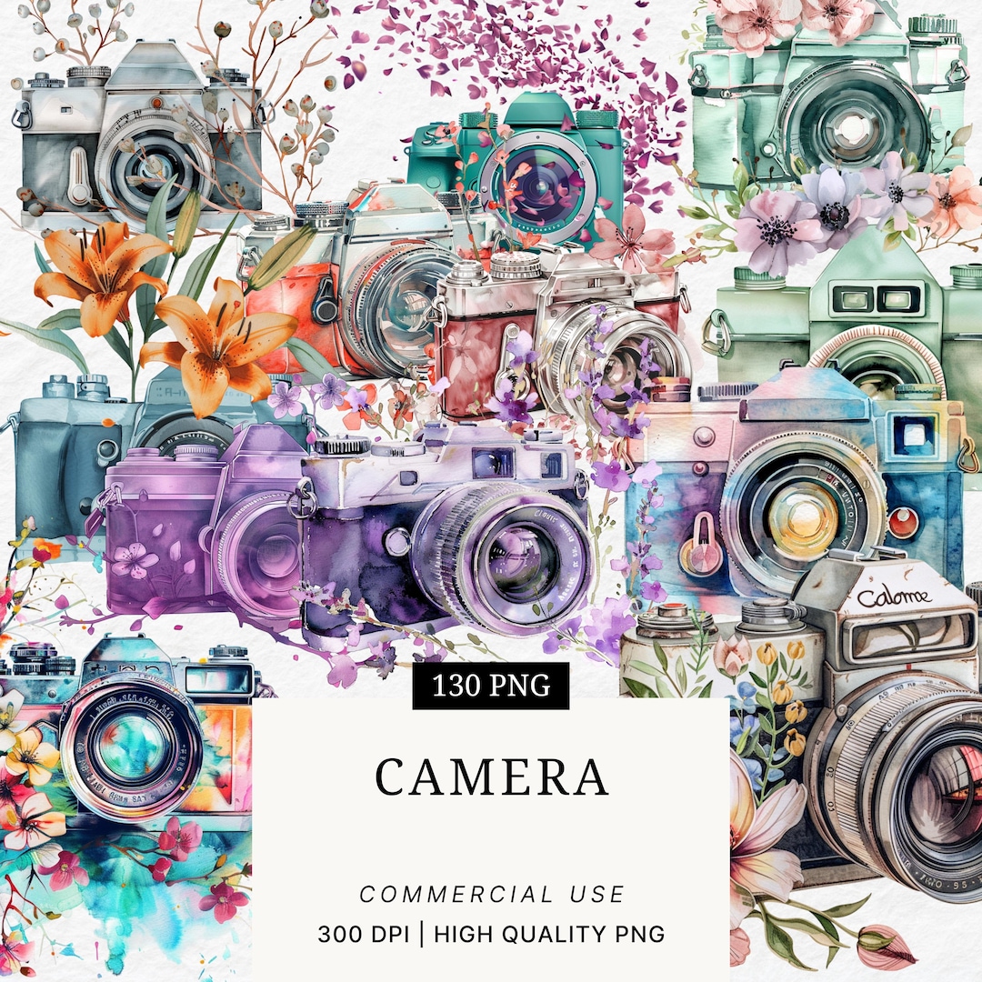 Vintage Camera Clipart Set: Retro Photography Illustrations (digital ...