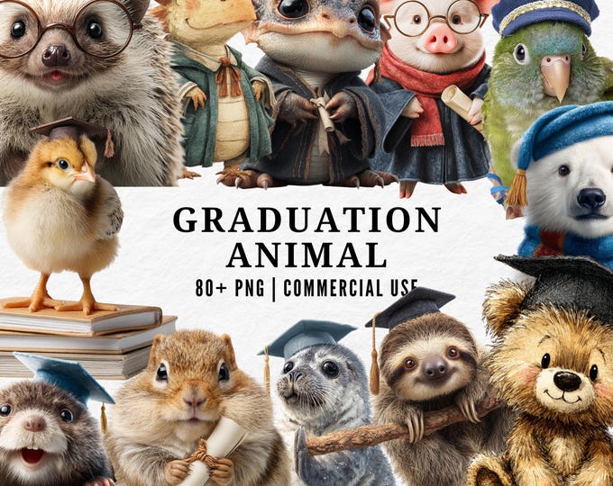 Graduation Animals Clipart PNG | Cute Animal Graduation Cap Clip Art ...