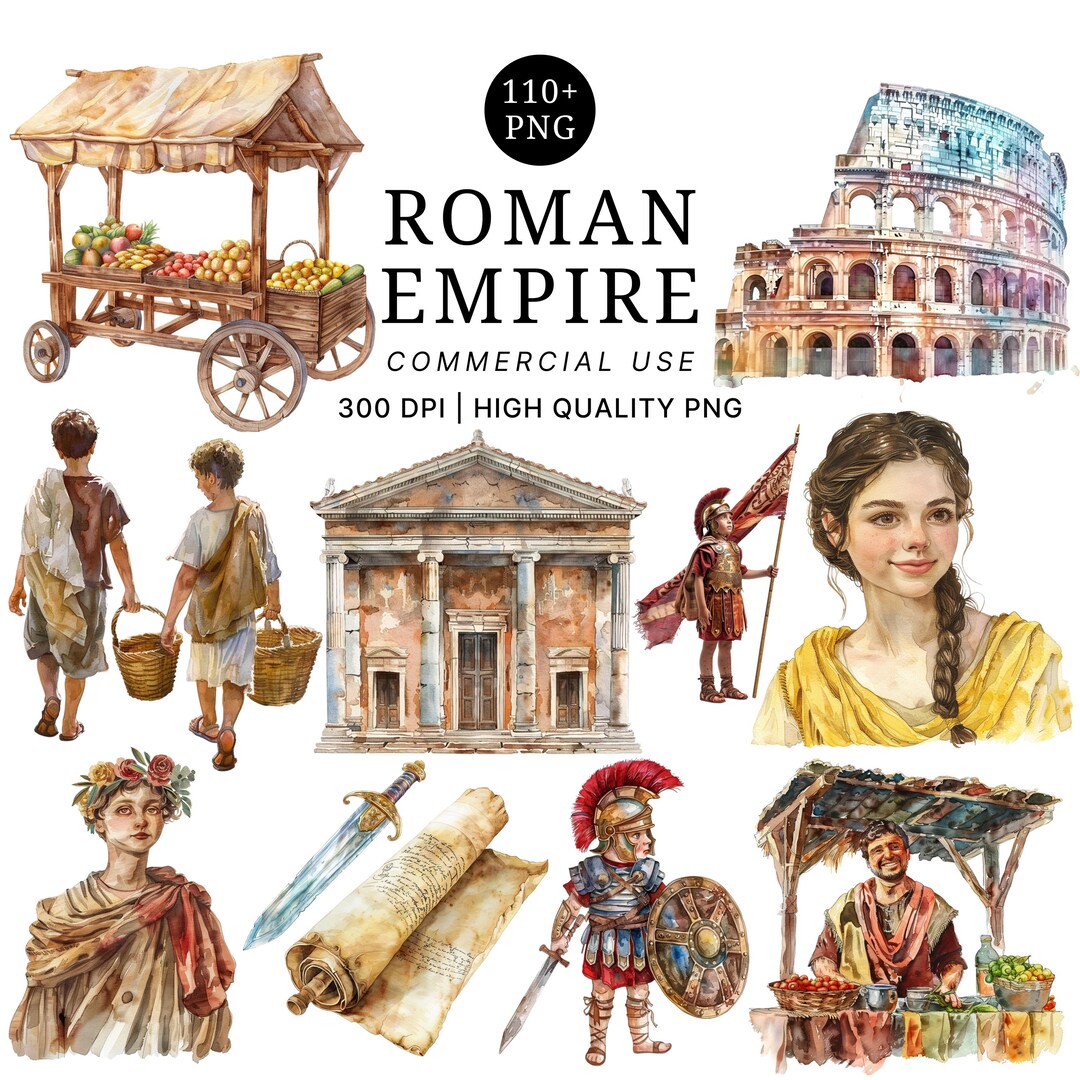 Roman Empire Clipart Set, Ancient History Illustrations (digital ...