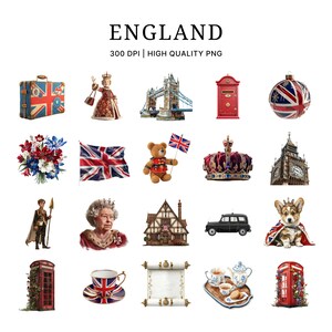 England Clipart Set: London Landmarks, UK Travel Art (digital Download ...