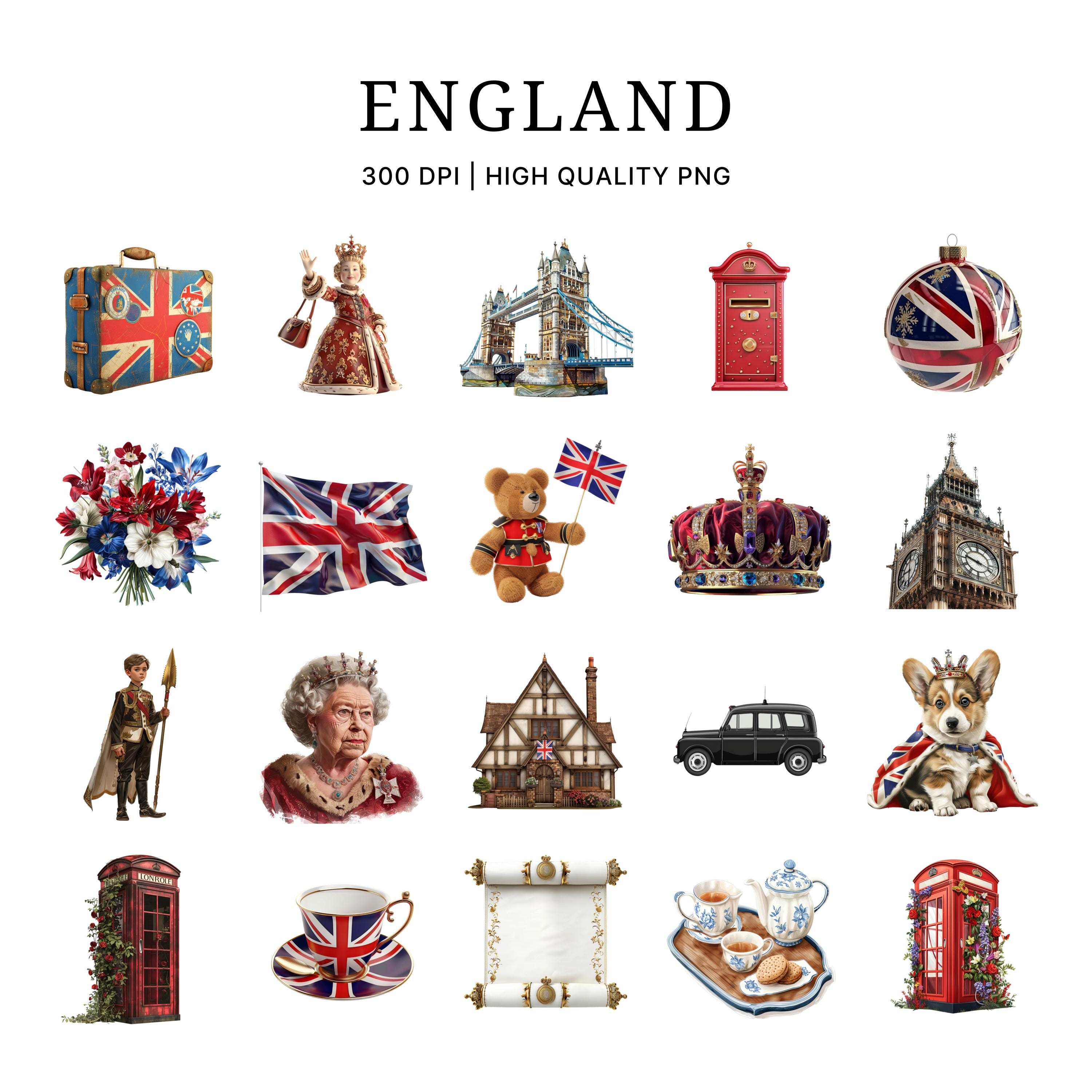 England Clipart Set: London Landmarks, UK Travel Art (digital Download ...