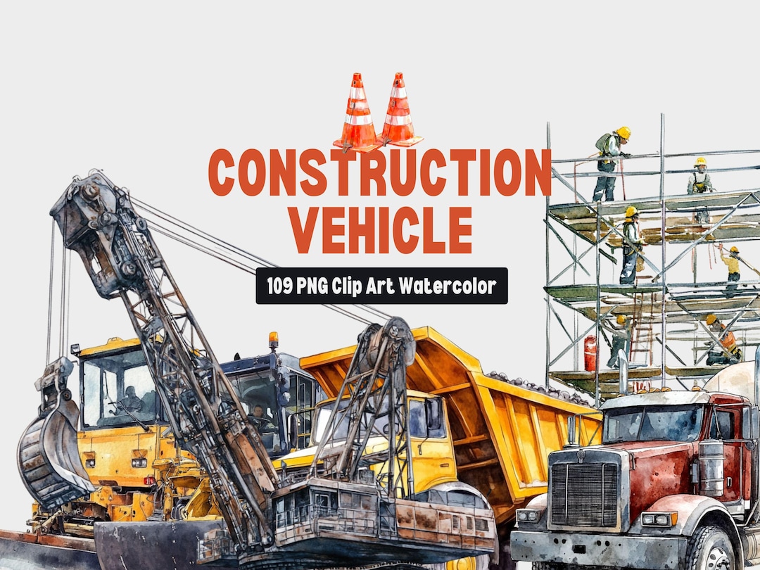 Construction Vehicles Clipart, Watercolor Construction PNG, Dump Truck ...