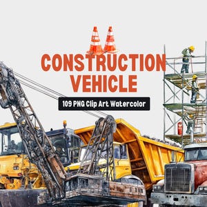 Construction Vehicles Clipart, Watercolor Construction PNG, Dump Truck ...