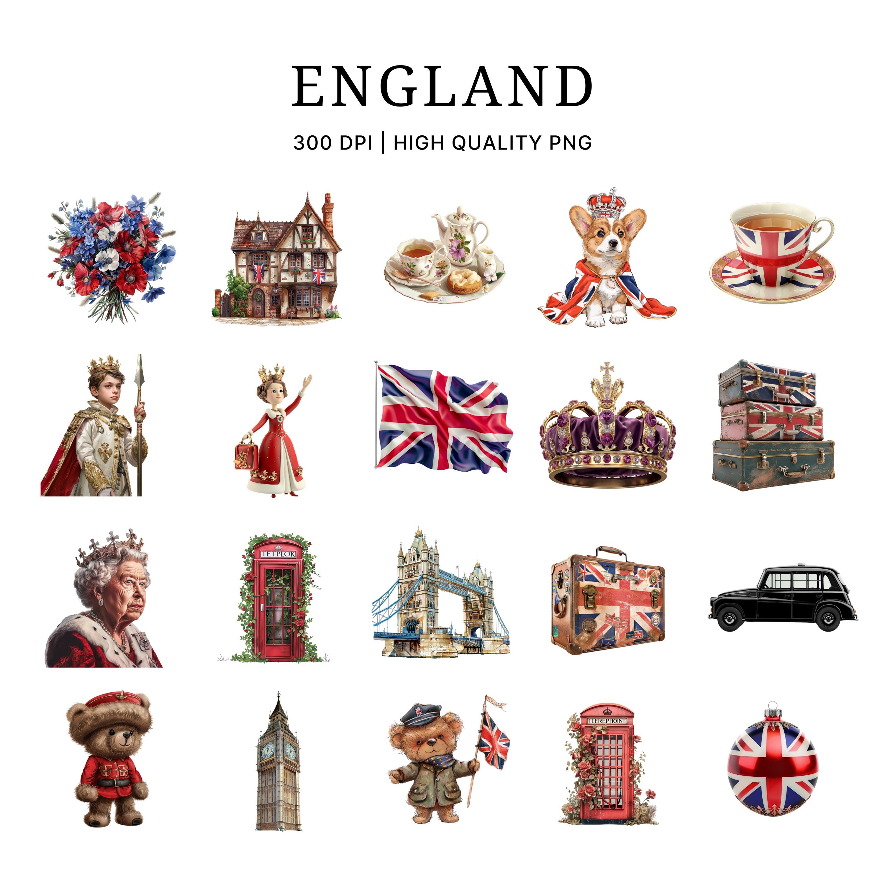 England Clipart Set: London Landmarks, UK Travel Art (digital Download ...