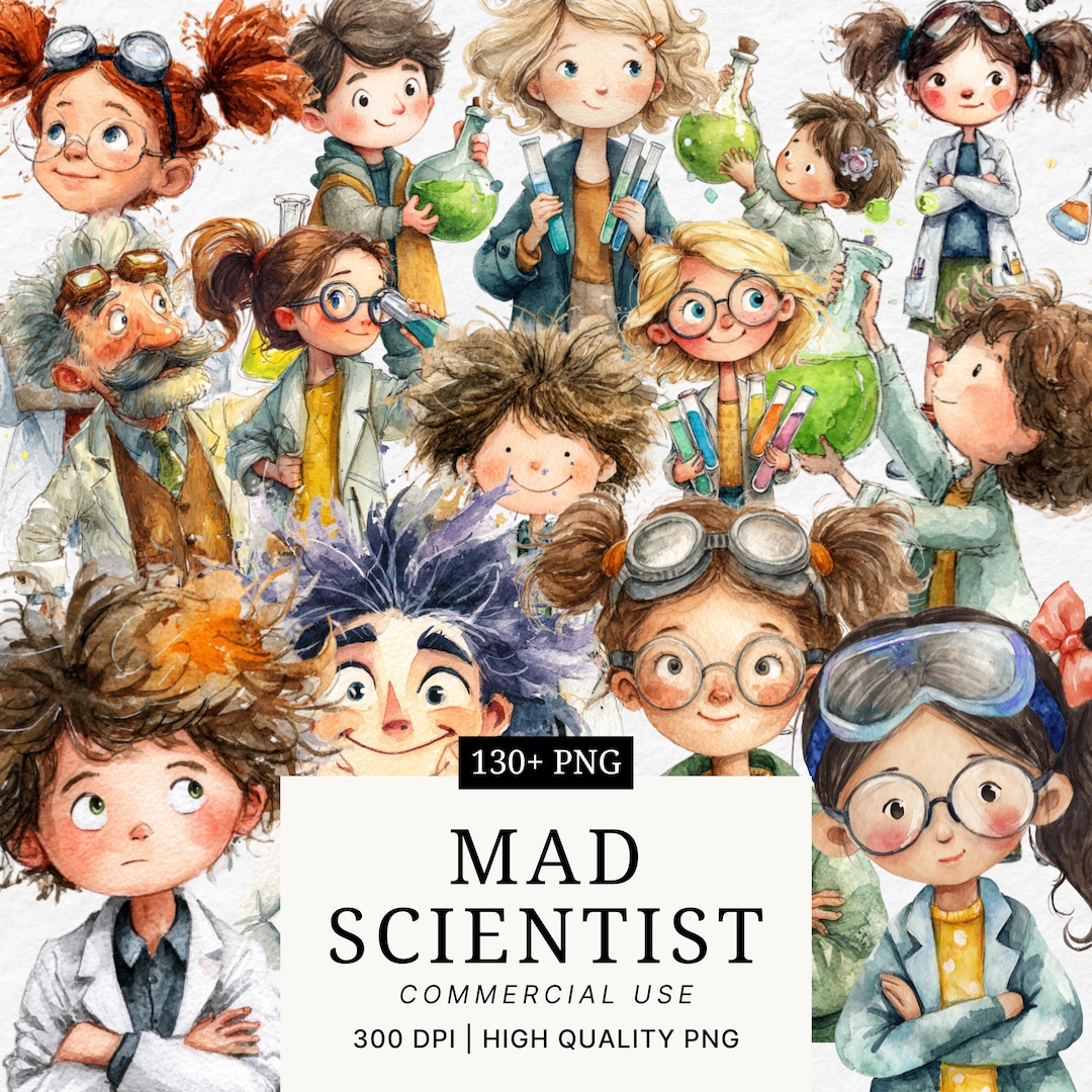 Mad Scientist Clipart: Chemistry Lab Art, Science Equipment (digital ...