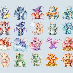 Watercolor Dragon Clipart, Fantasy Dragon Clipart, Mythical Creature ...