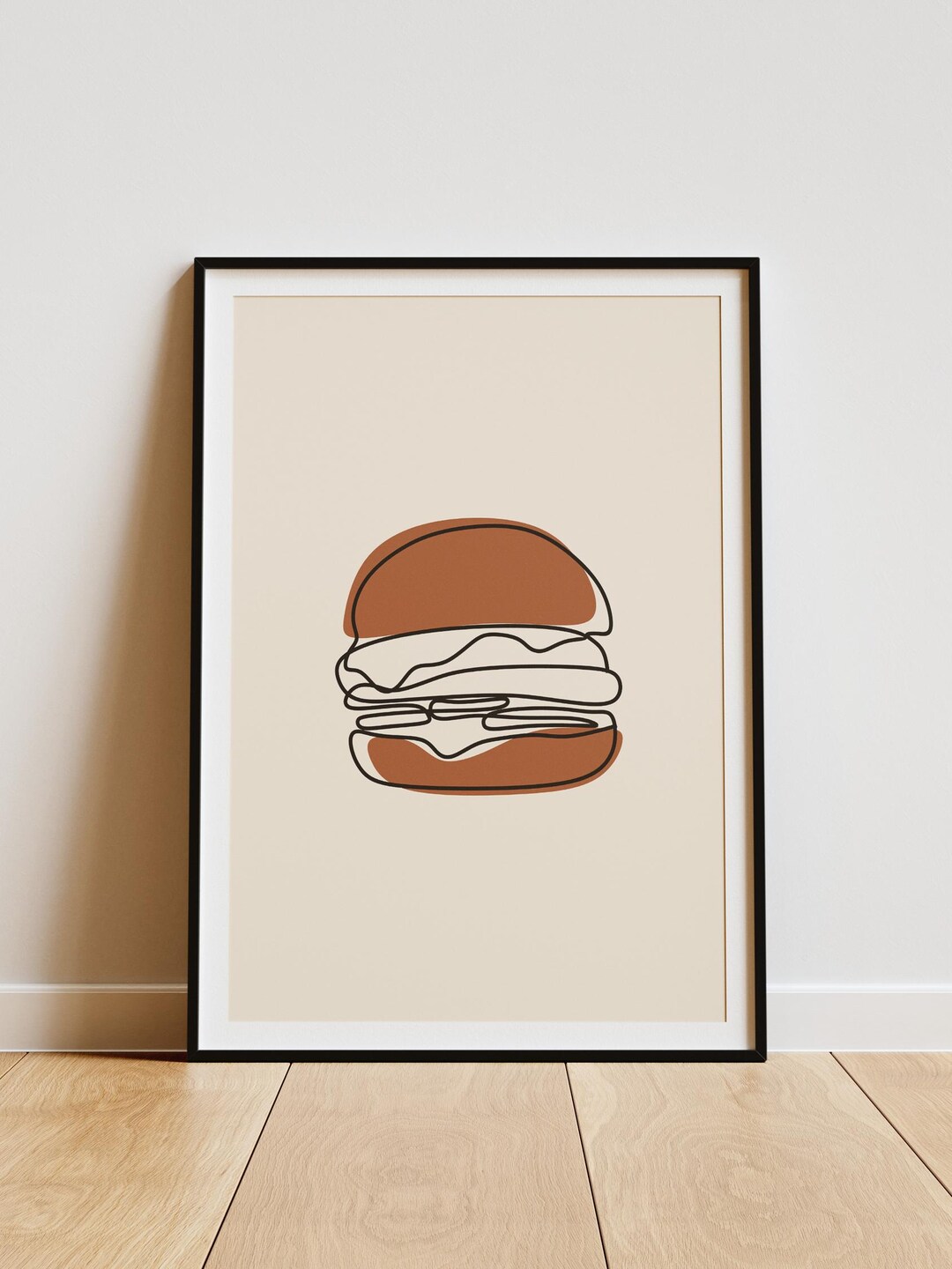 Printable Minimalist One Line Drawing of Delicious Burger Continuous ...