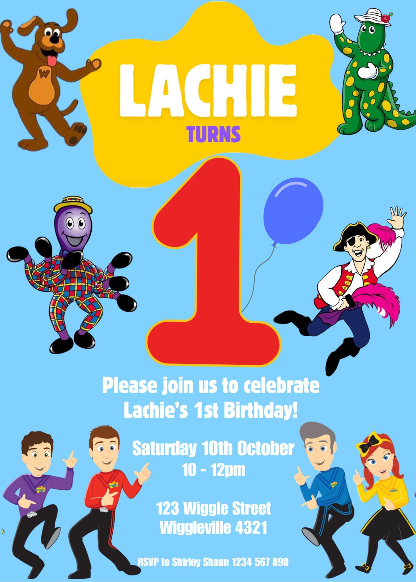 The Wiggles 1st Birthday Invitation - Etsy