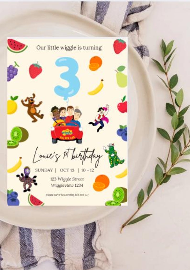 The Wiggles Birthday Invitation - Etsy