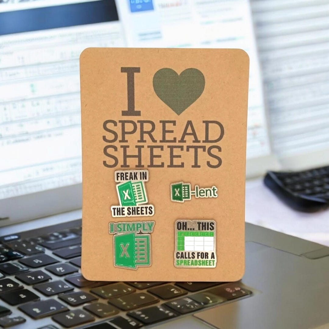 Brooches - Spread Sheet Office Lover Pin Alloy and Enamel Badges ...