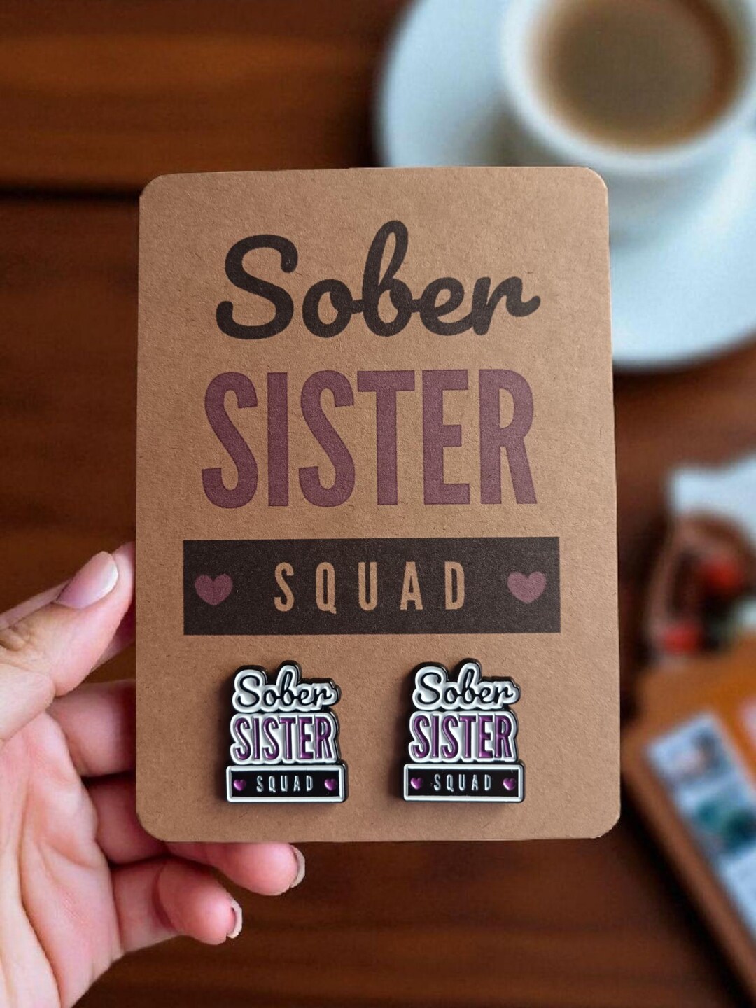 Two Sober Sister Squad Enamel Pin Badge Brooches - Recovering Champions ...