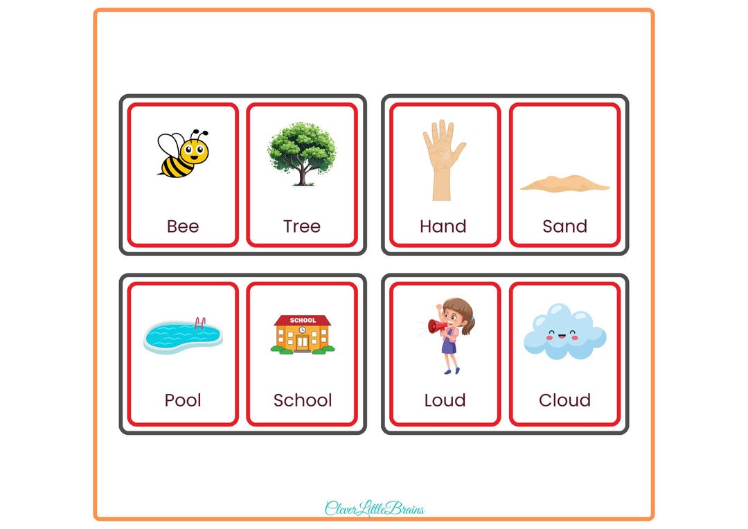 Rhyming Flashcards for Kids | Matching Rhyming Words With Pictures ...