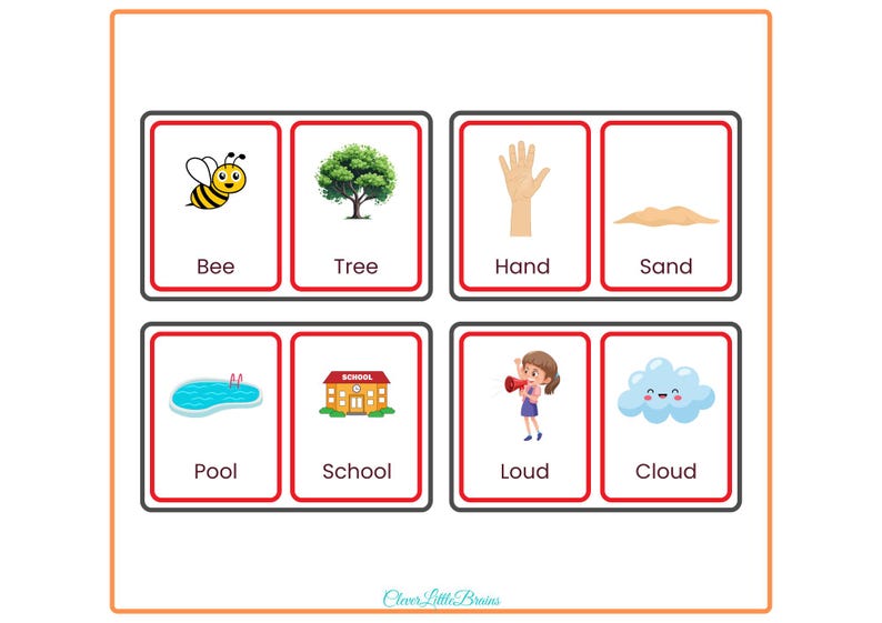Rhyming Flashcards for Kids | Matching Rhyming Words With Pictures ...