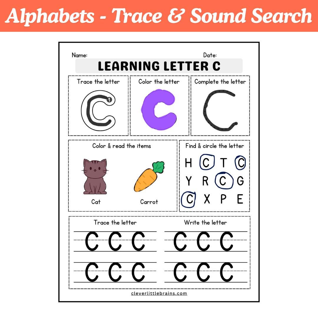 Alphabet Learning Worksheets A-Z: Letter Recognition, Tracing & Phonics ...