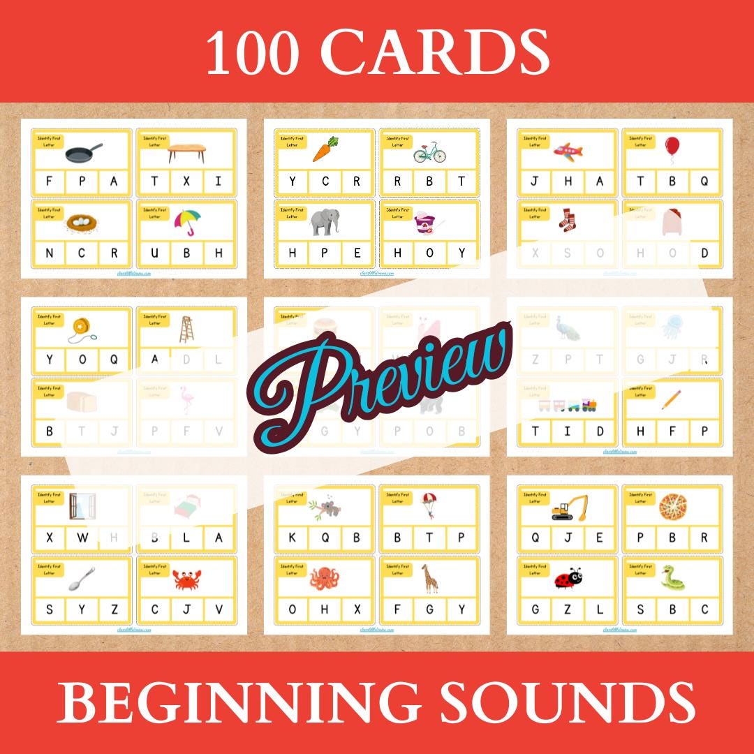 100 Beginning Sound Clip Cards | Montessori Activities | Beginning ...