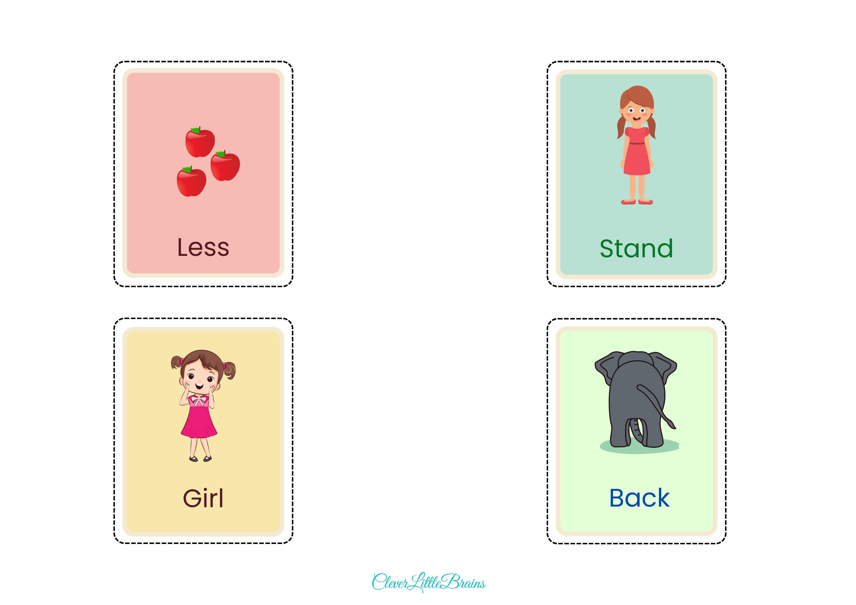 Opposites for Kids With Names & Pictures | Opposites Flashcards for ...