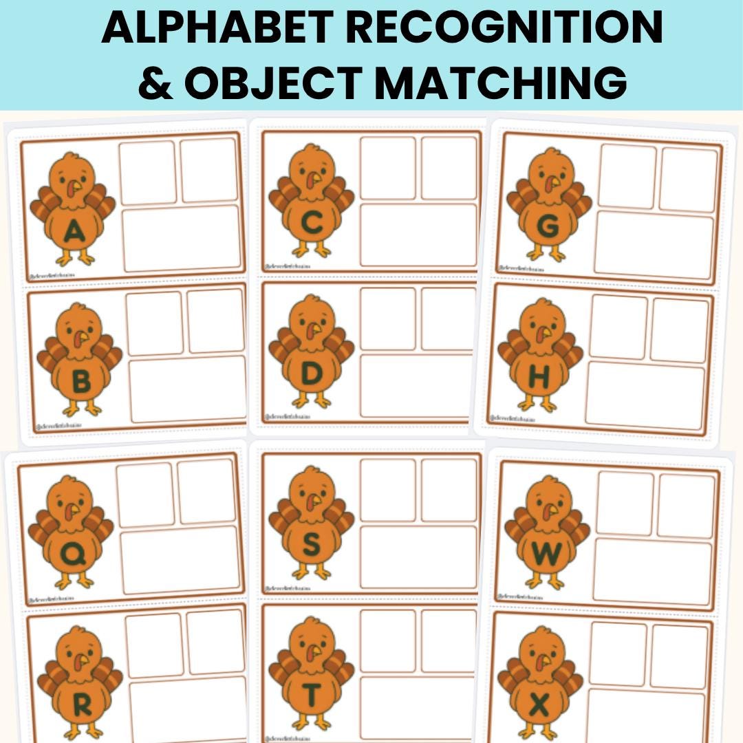 Turkey Alphabet Matching Activity | Thanksgiving Letters A-Z | Fall ...
