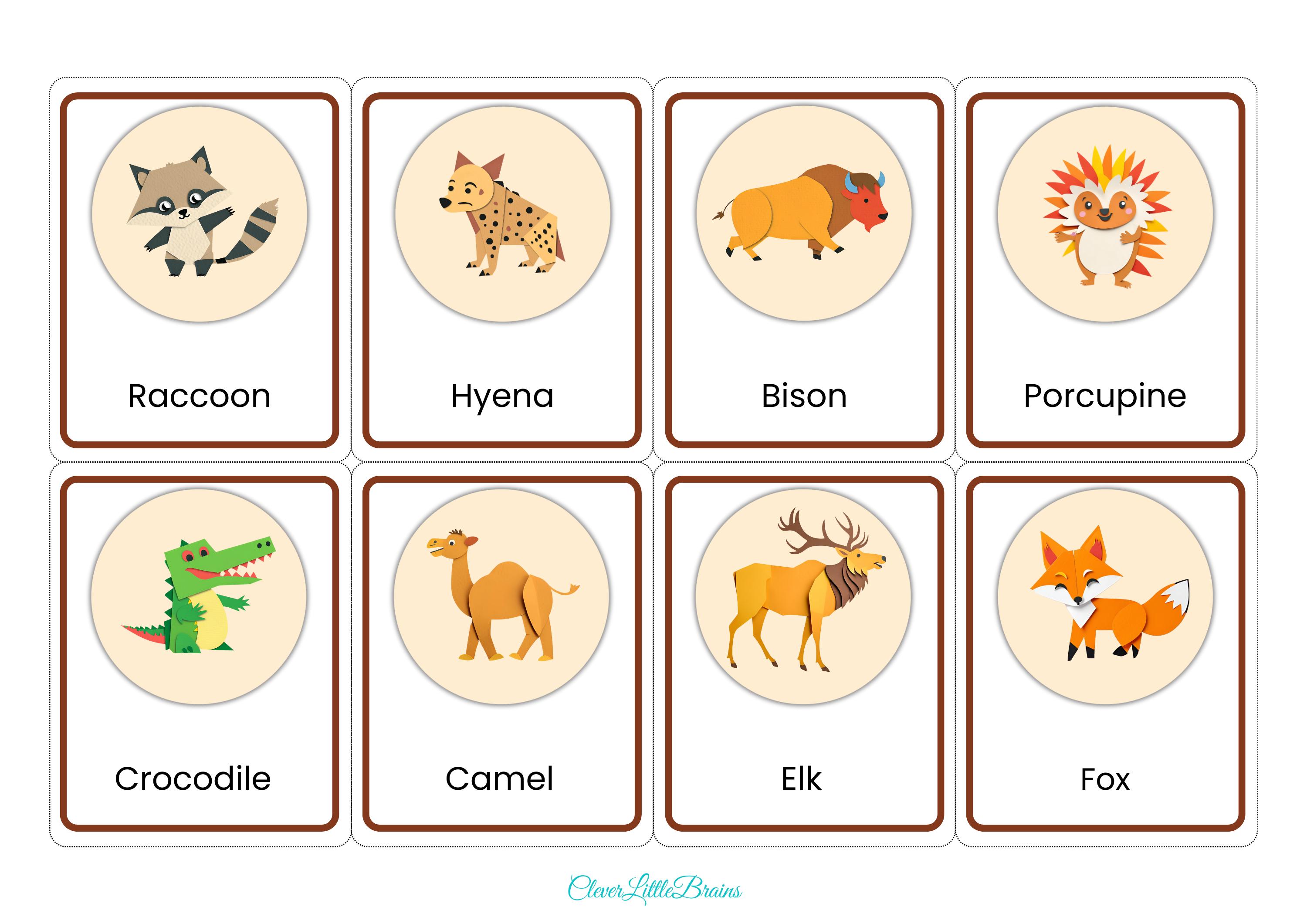 32 Wild Animals Flashcards | Wild Animals Names With Pictures for Kids ...
