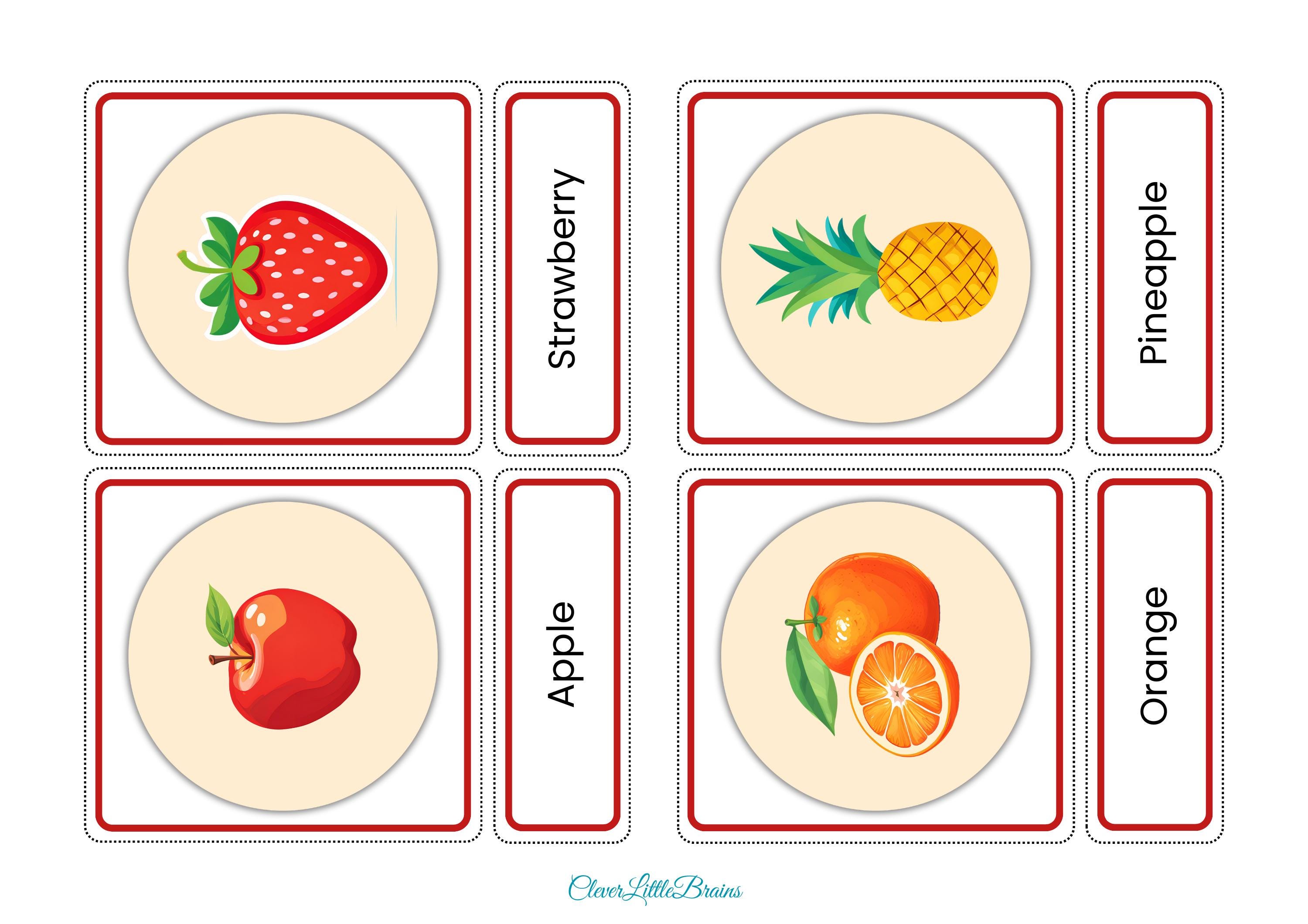 Fruits Flashcards With Names & Pictures - Fruits Names for Kids - Etsy