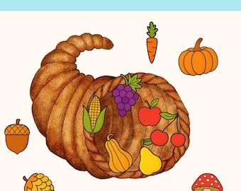 Build a Cornucopia Harvest | Thanksgiving Craft Activity | Fall Cut-and ...