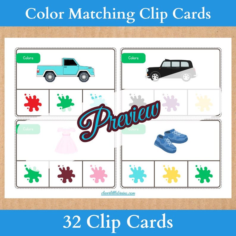Color Matching Clip Cards | Colors for Kids | Match Picture Colors ...