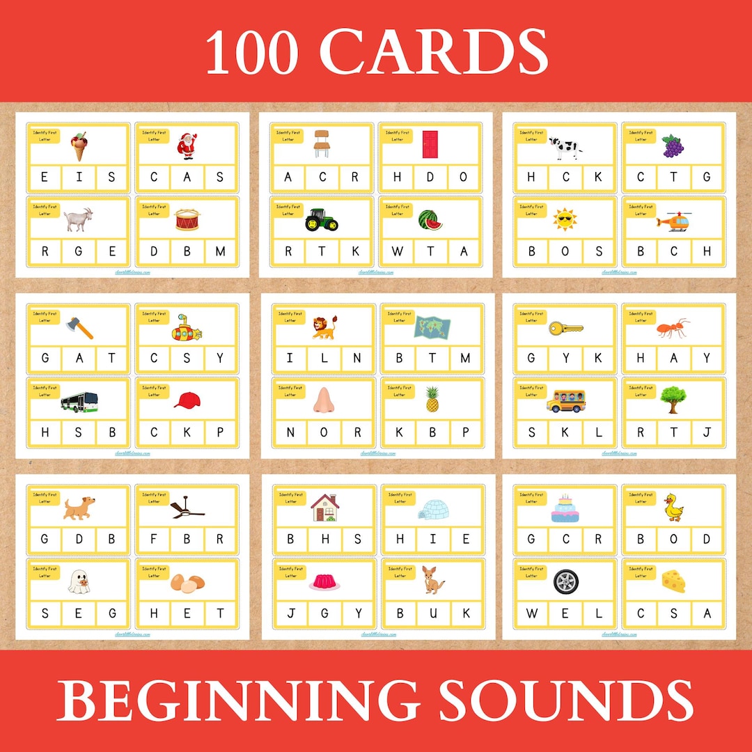 100 Beginning Sound Clip Cards Montessori Activities Beginning Sound ...