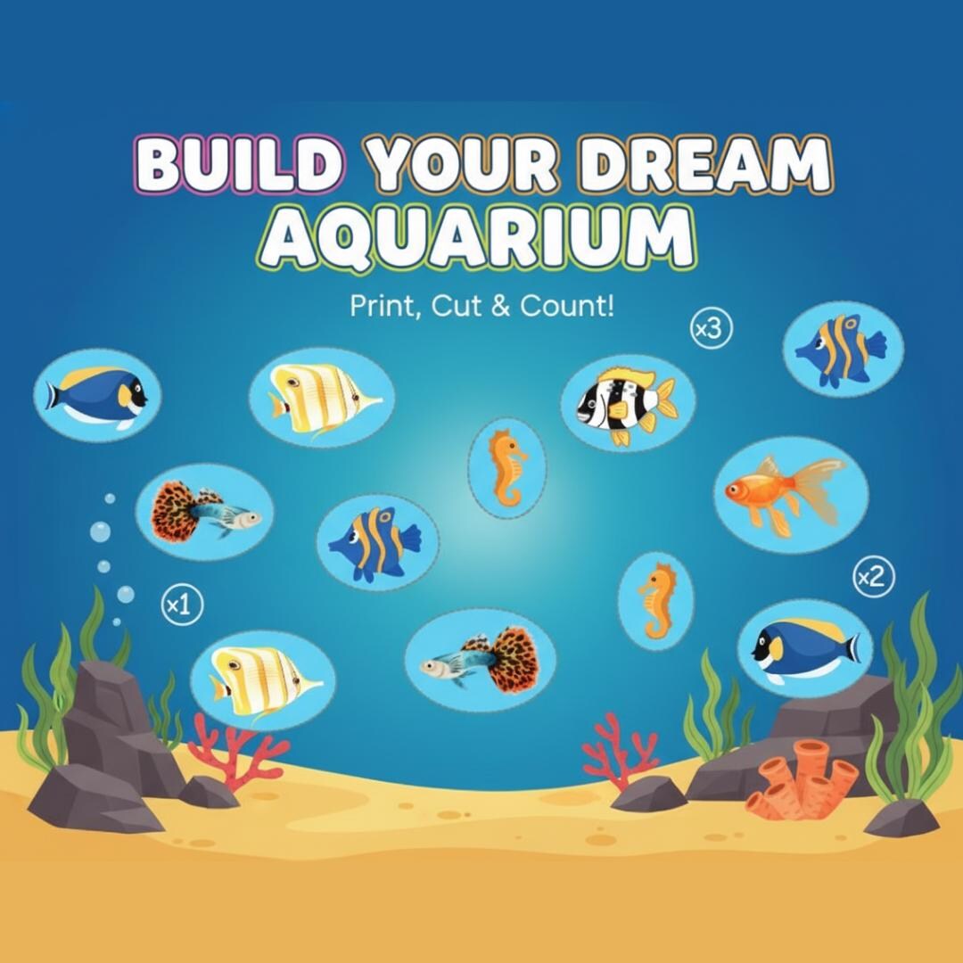 Build an Aquarium Printable Activity | Fish Counting Game | Preschool ...