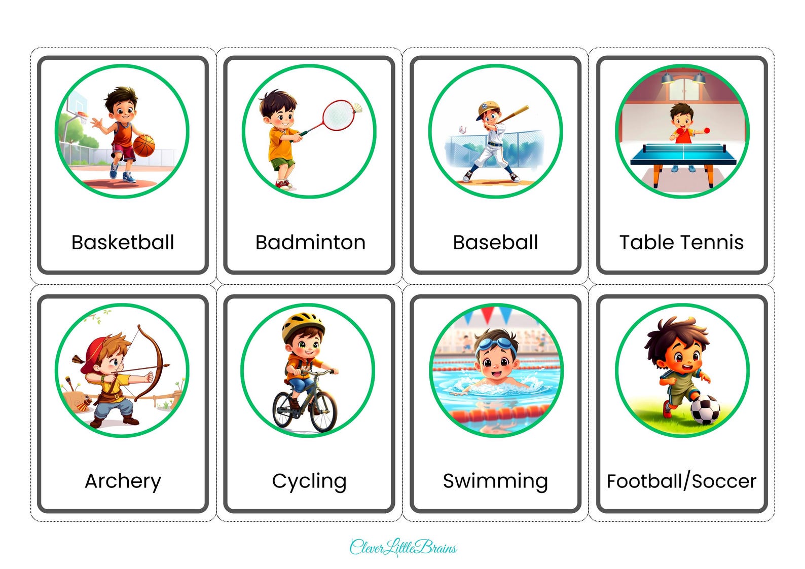 Sports Names Flashcards for Kids | Sports Names With Pictures in ...