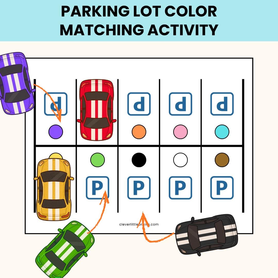 Parking Lot Color Matching Activity | Car Sorting Printable for Kids ...