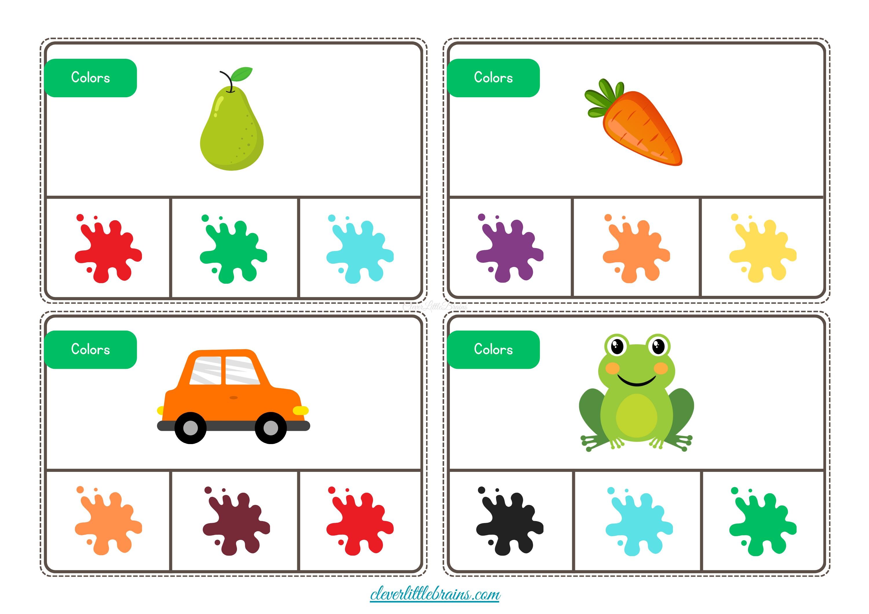 Color Matching Clip Cards Colors for Kids Match Picture Colors Color ...