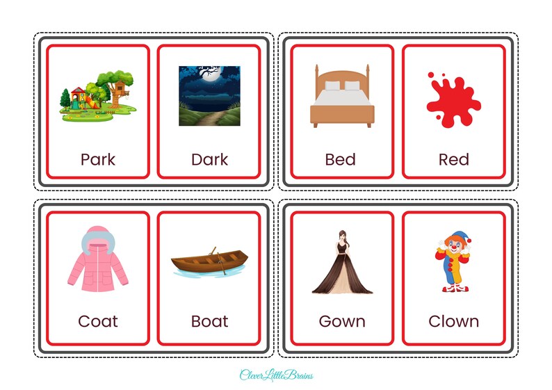 Rhyming Flashcards for Kids | Matching Rhyming Words With Pictures ...