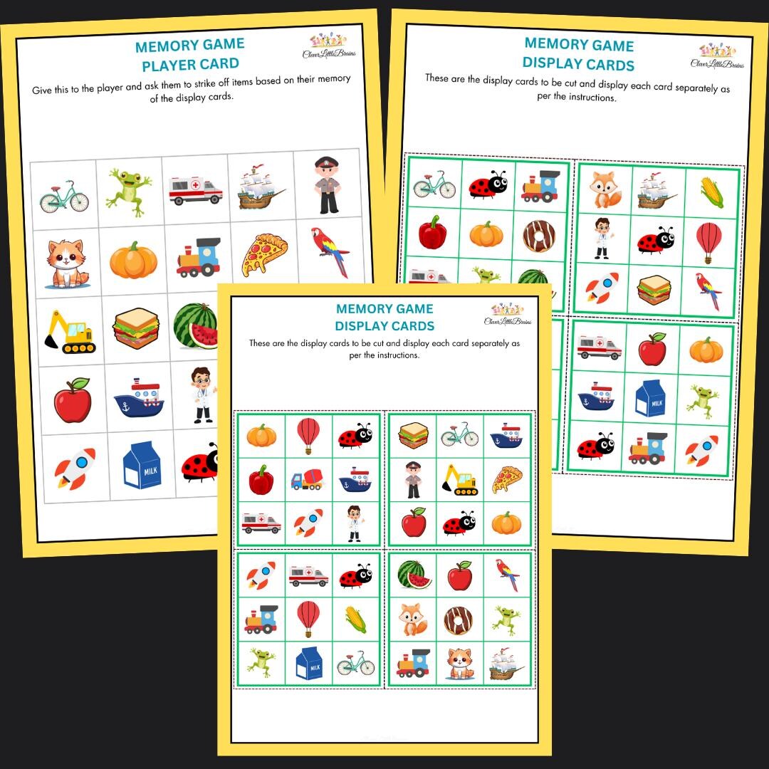 Memory Recall Game - Fun Visual Challenge for Kids | Printable Brain ...