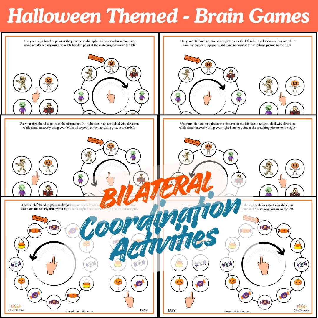 Halloween Themed Bilateral Coordination Circle Match | Brain Boosting ...