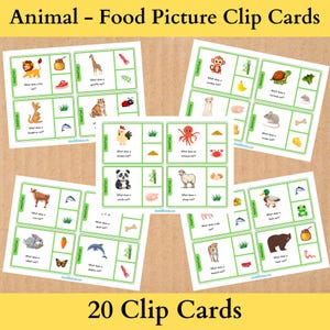 Animal & Its Food Clip Cards 40 Animal Food Matching Animals and Their ...