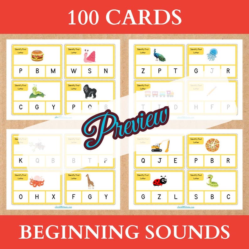 100 Beginning Sound Clip Cards | Montessori Activities | Beginning ...