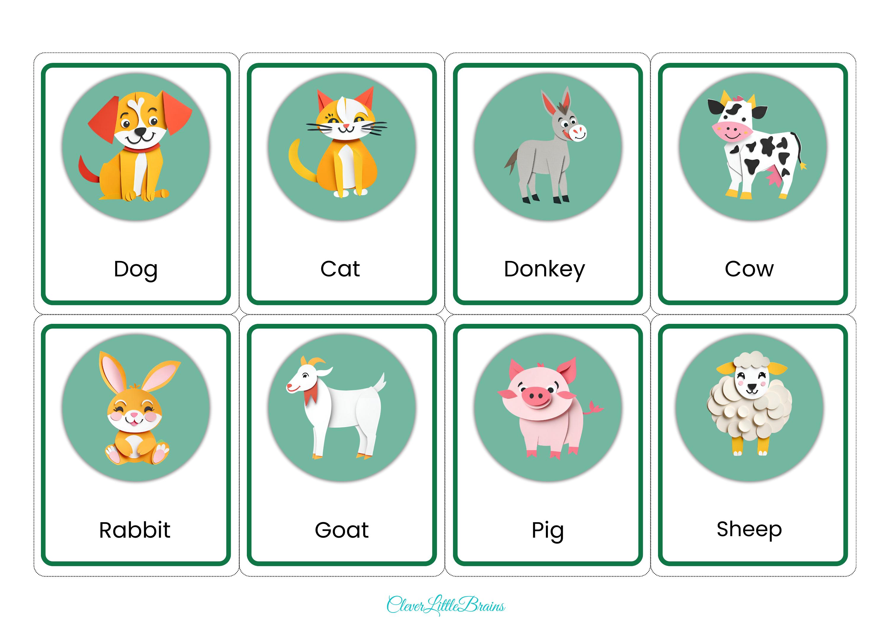 Domestic Animals Flashcards for Kids | Domestic & Farm Animals ...