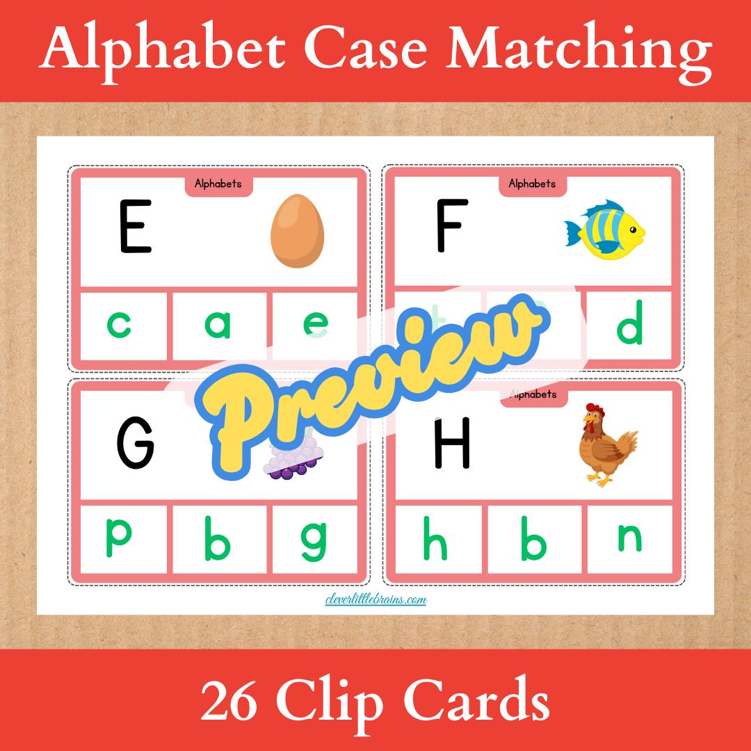 26 Alphabet Case Matching Clip Cards | Match Capital Case to Lowercase ...