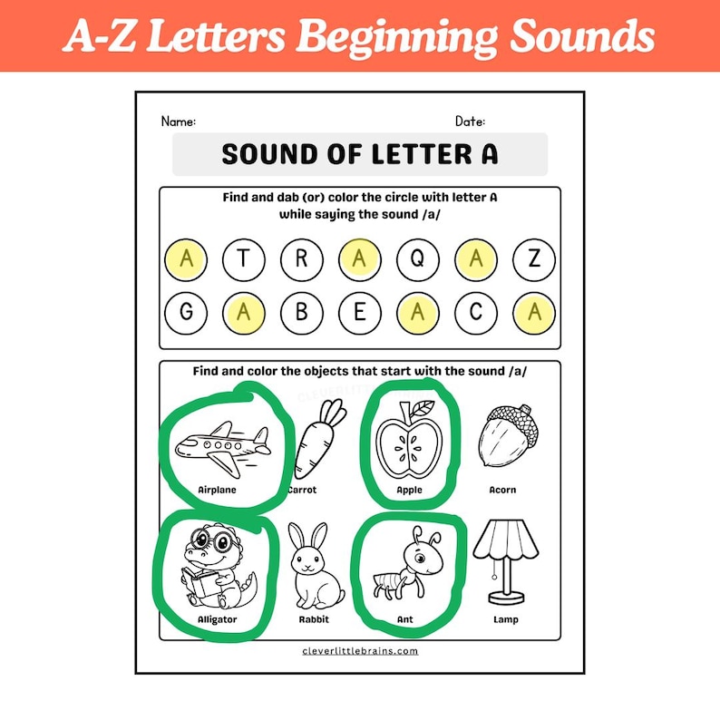 Alphabet Beginning Sounds Worksheets: A-Z Letter Phonics Activities ...