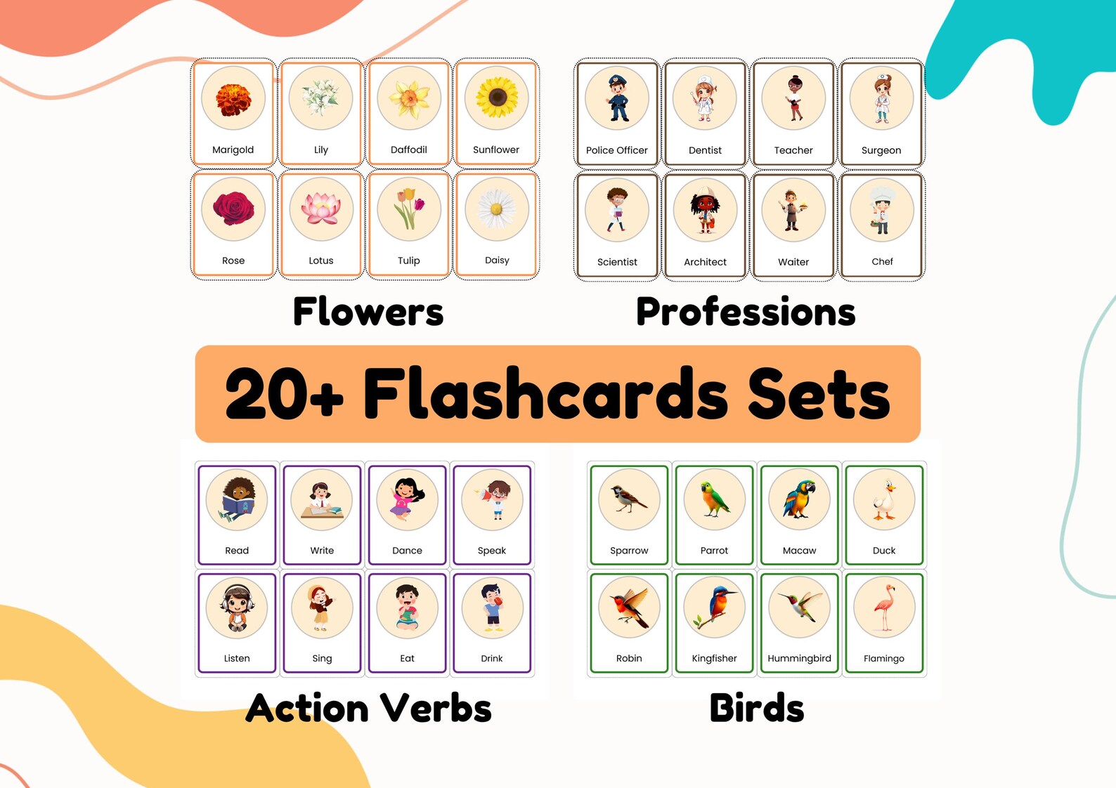 Flashcards Mega Bundle | 500+ Flashcards for Kids | Montessori Cards ...