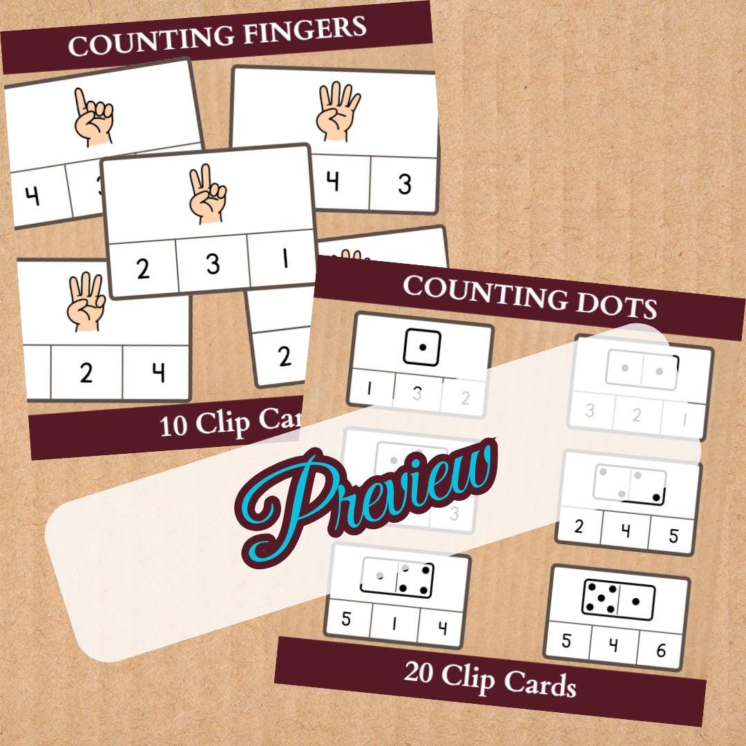 Numbers Clip Cards | Match Finger Count Gesture and Domino Dots to ...