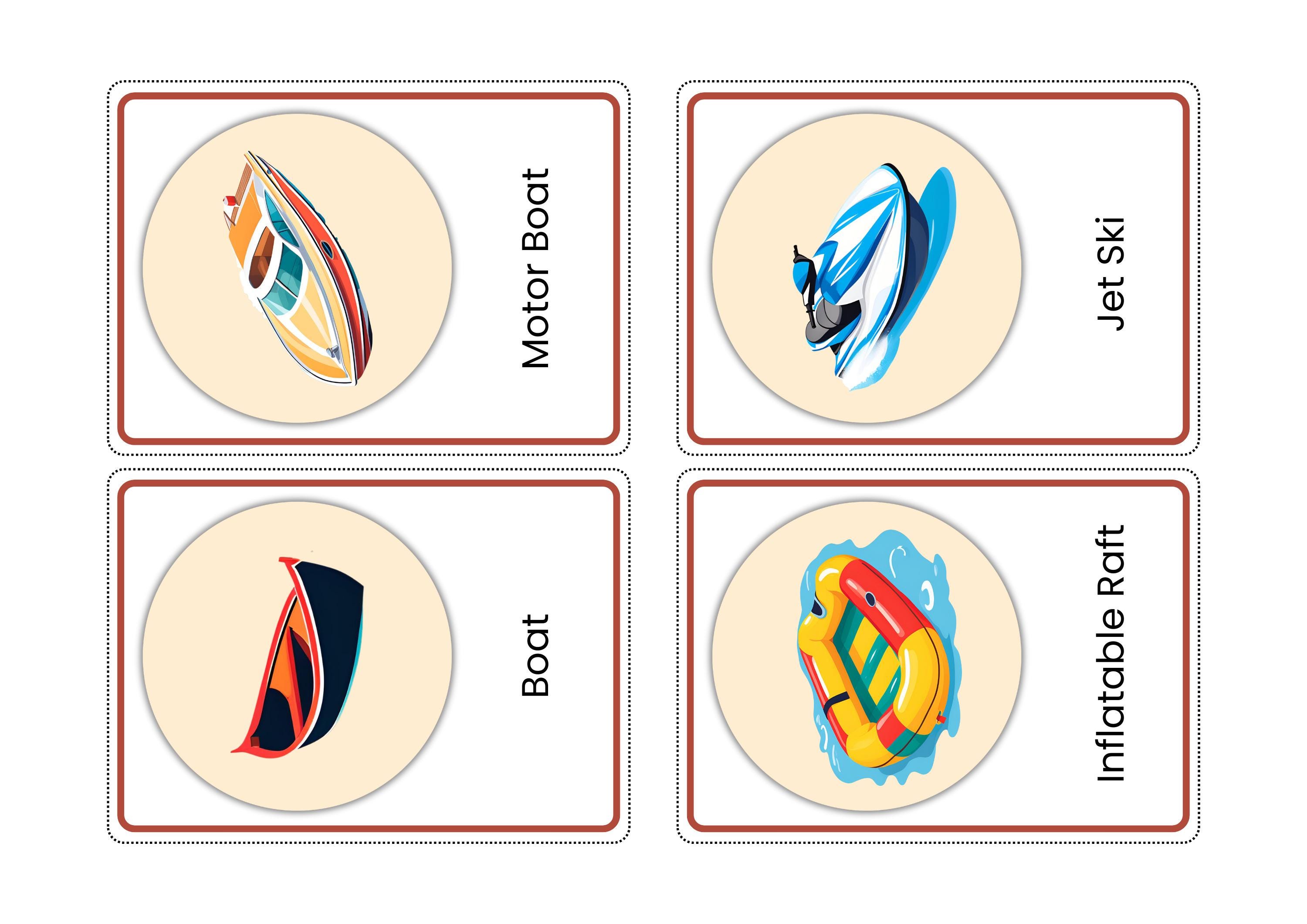 Water Transport Flashcards for Kids | Water Transport Vehicles Names ...