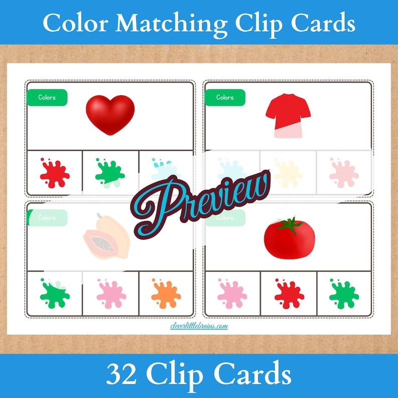 Color Matching Clip Cards | Colors for Kids | Match Picture Colors ...