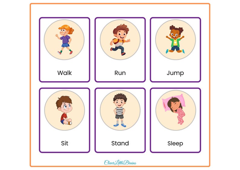 Action Verbs Flashcards | Montessori 3-part Nomenclature Action Verbs ...