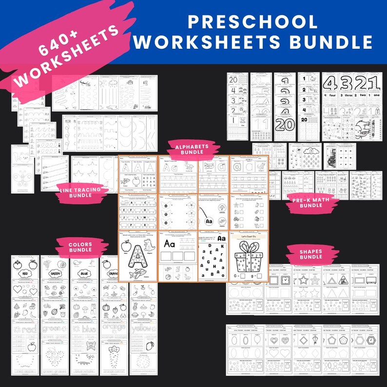 Ultimate Preschool Worksheets Learning Bundle – 640+ Printable Pages ...