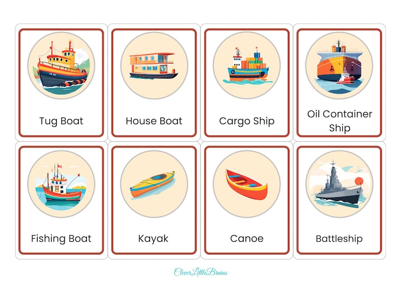 Water Transport Flashcards for Kids | Water Transport Vehicles Names ...