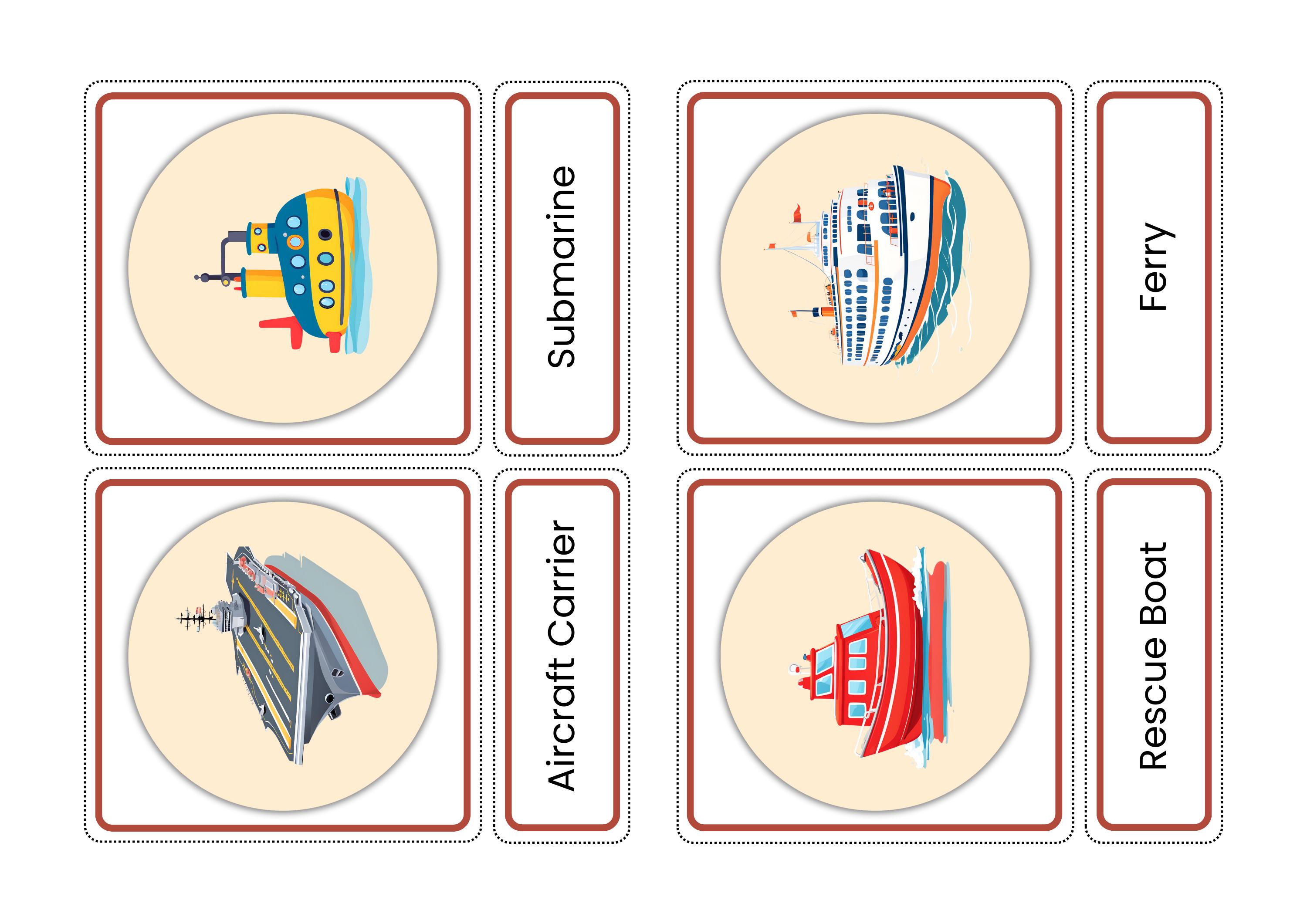 Water Transport Flashcards for Kids | Water Transport Vehicles Names ...