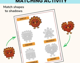 Turkey Shape Matching Activity | Thanksgiving Cut-out Worksheet for ...