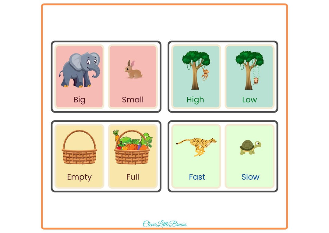 Opposites for Kids With Names & Pictures | Opposites Flashcards for ...